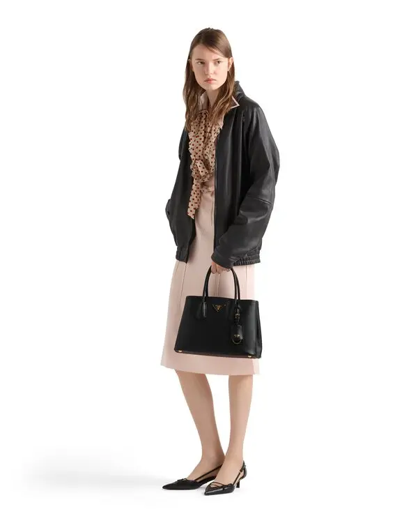 Prada Double Medium Saffiano Leather Bag - Black