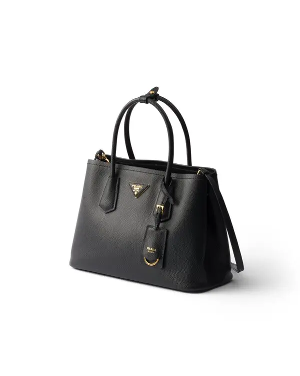 Prada Double Medium Saffiano Leather Bag - Black