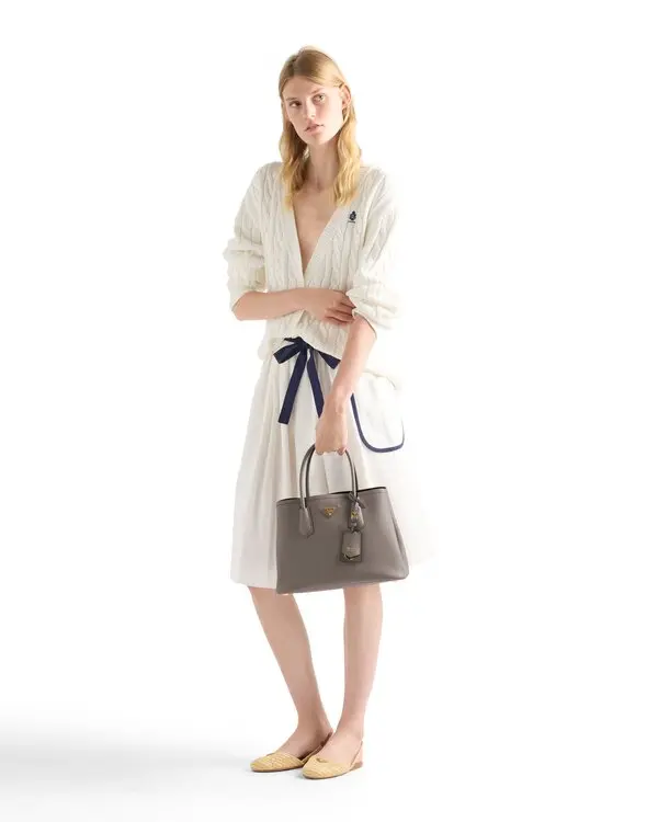 Prada Double Medium Saffiano Leather Bag - Grey