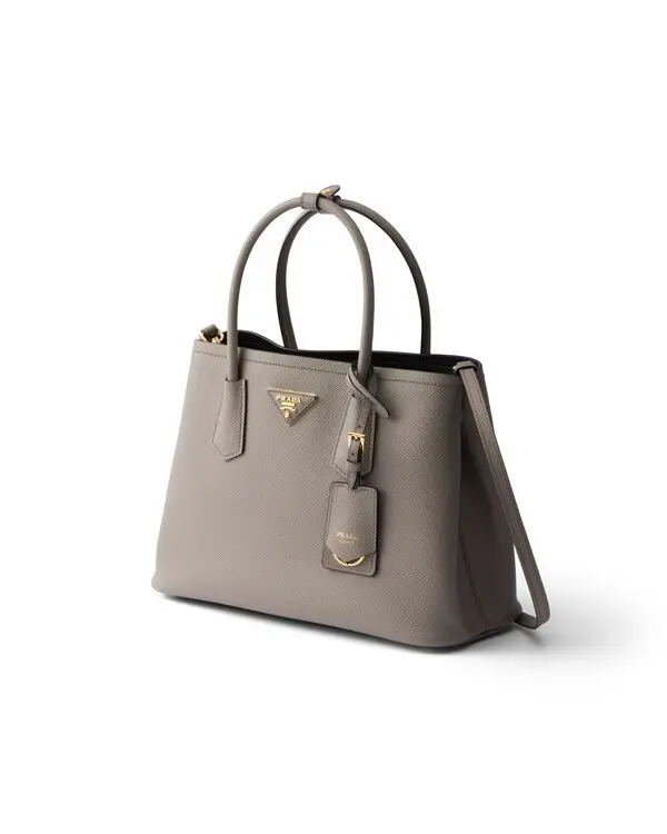 Prada Double Medium Saffiano Leather Bag - Grey