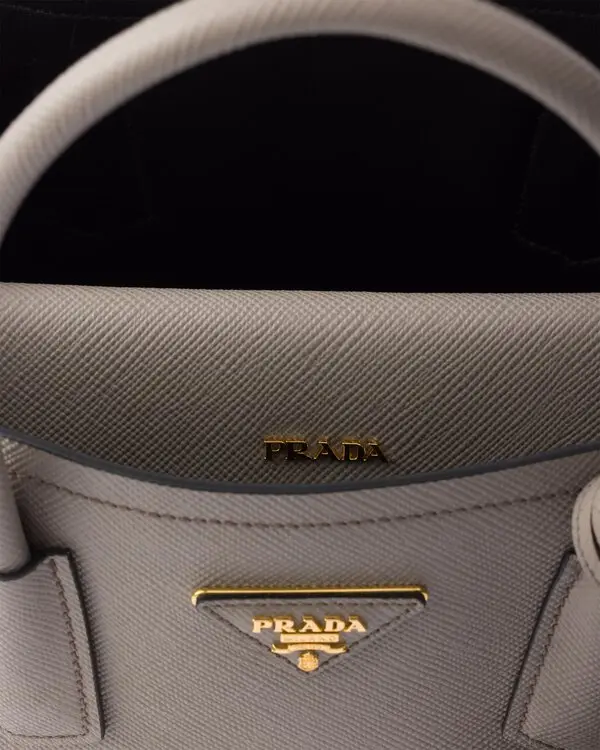 Prada Double Medium Saffiano Leather Bag - Grey