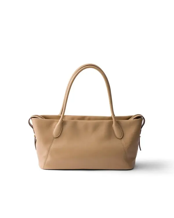 Prada Large Leather Tote Bag - Neutral
