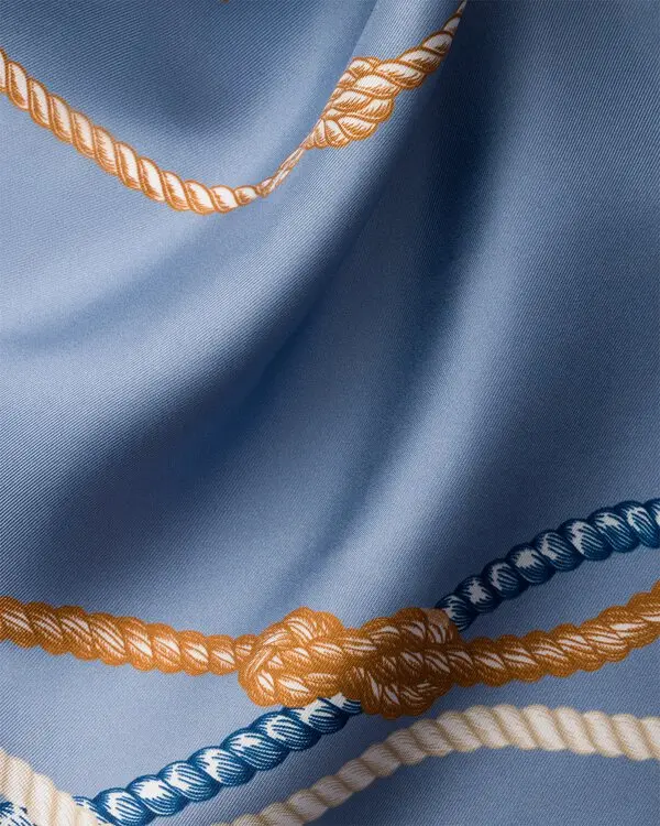 Prada Printed Silk Twill Scarf 55 - Blue