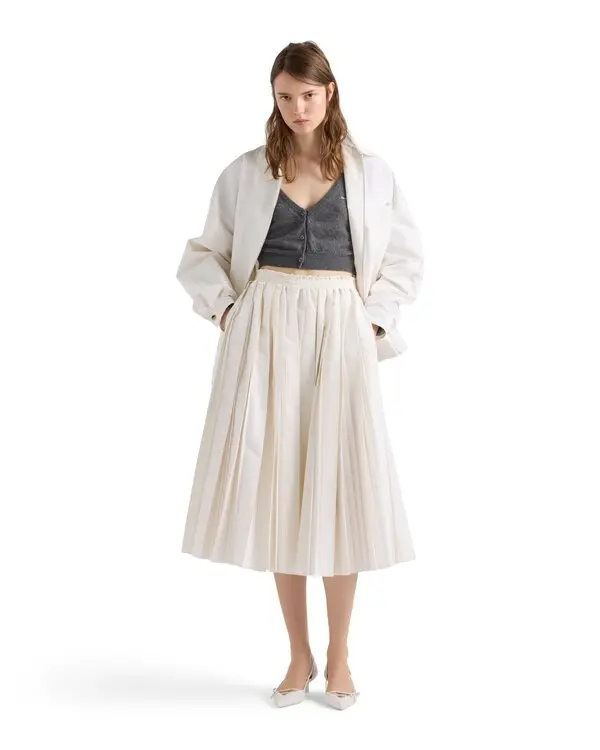 Prada Cropped Cashmere Cardigan With V-neck And Embroidered Logo