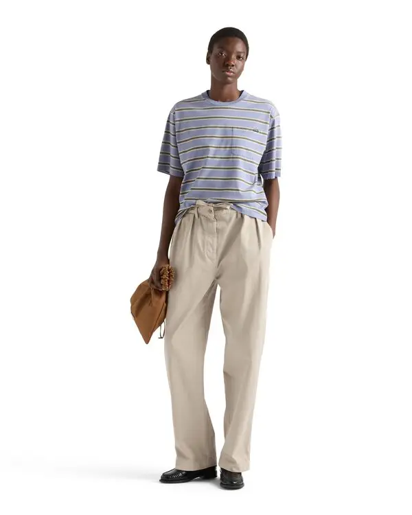Prada Gabardine Loose Fit Drawstring Waist Trousers