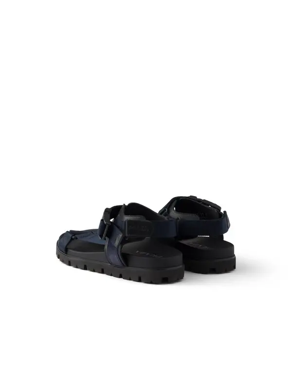 Prada Suede And Woven Tape Sporty Sandals