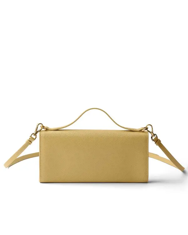 Prada Saffiano Leather Wallet With Shoulder Strap
