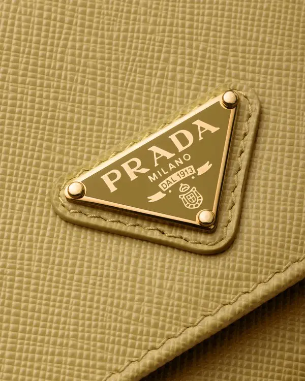 Prada Saffiano Leather Wallet With Shoulder Strap