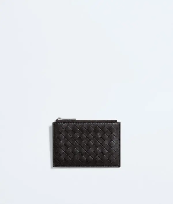 Bottega Veneta Woven Mycelium Zipped Card Case - Espresso