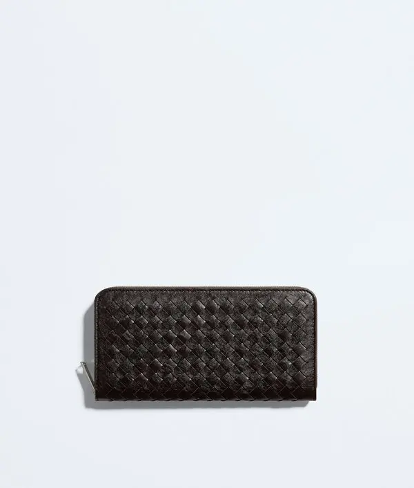 Bottega Veneta Woven Mycelium Zip-around Wallet - Espresso