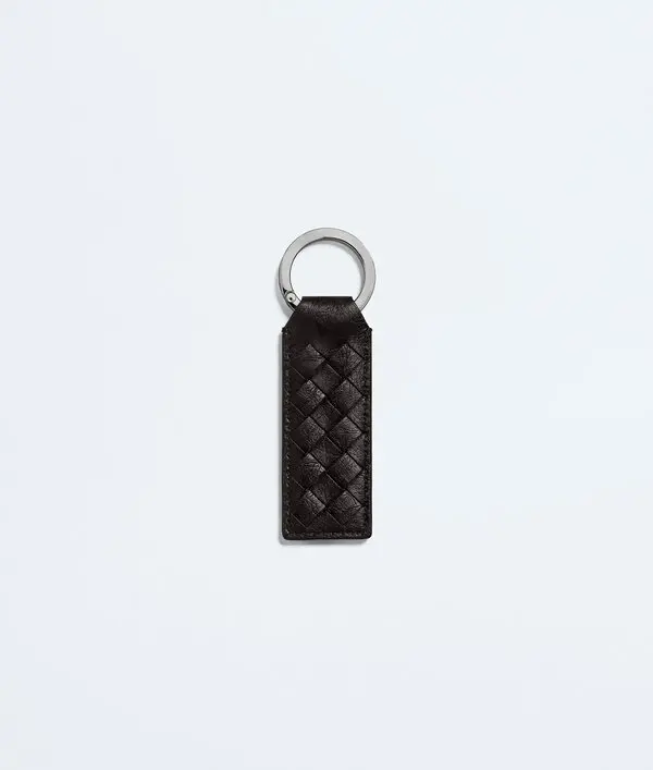 Bottega Veneta Woven Mycelium Key Ring - Espresso