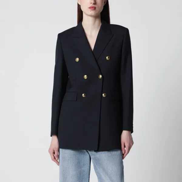 Saint Laurent Double-breasted Virgin Wool Gabardine Jacket - Blue