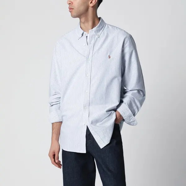Polo Ralph Lauren Light Blue/white Striped Oxford Custom-fit Shirt - Multicolor