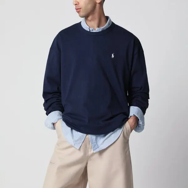 Polo Ralph Lauren Navy Cotton Crewneck Sweatshirt - Blue