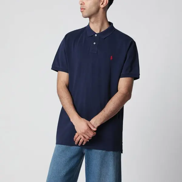 Polo Ralph Lauren Navy Cotton Custom Slim-fit Polo Shirt - Blue