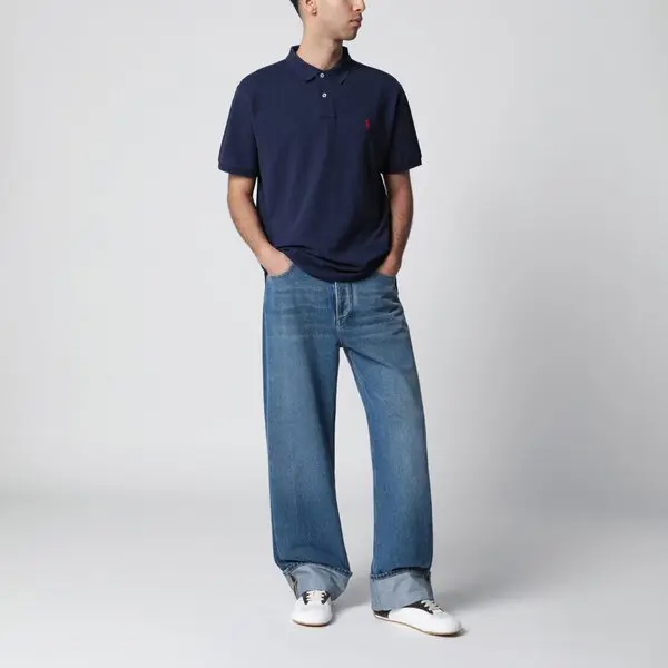 Polo Ralph Lauren Navy Cotton Custom Slim-fit Polo Shirt - Blue