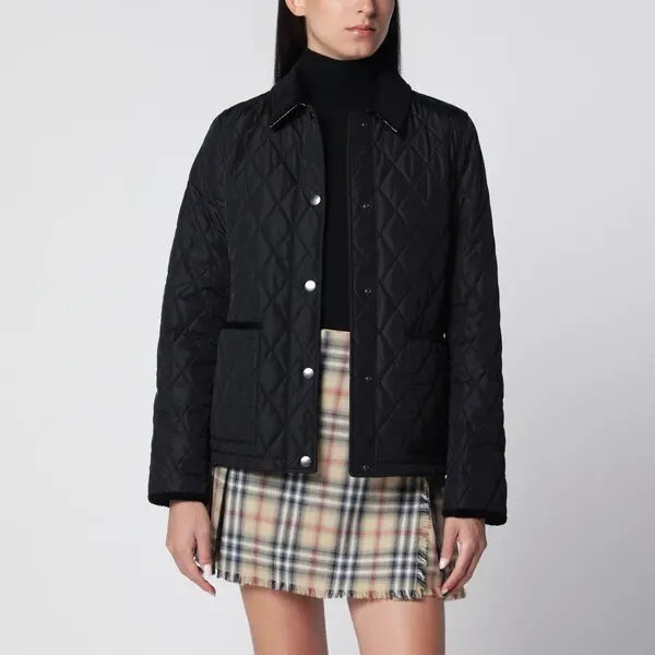 Burberry Quilted Nylon Jacket With Belted Waist - Black