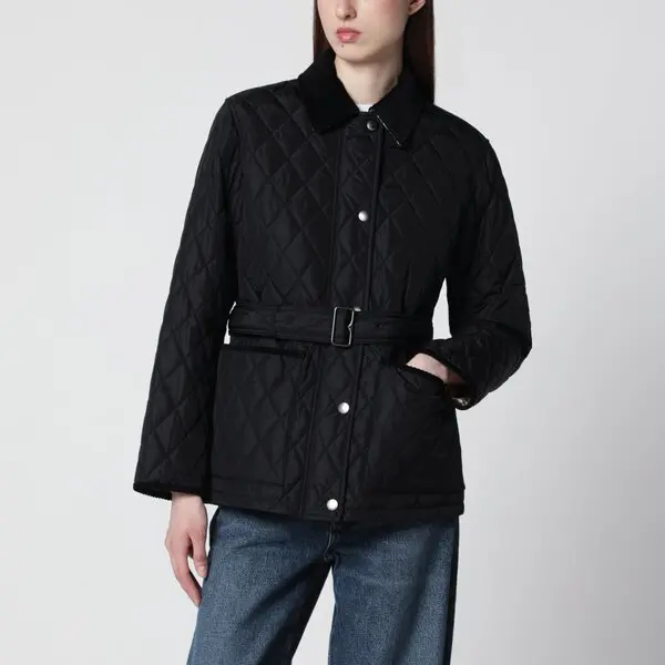 Burberry Quilted Nylon Jacket With Corduroy Details - Black
