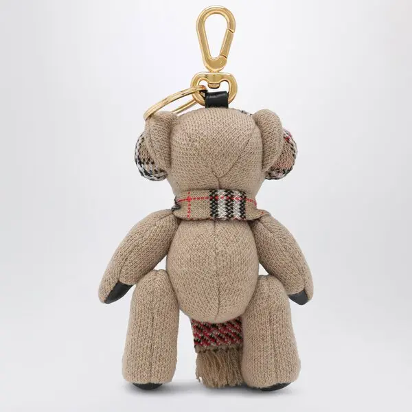 Burberry Thomas Teddy Bear Charm In Wool And Cashmere - Beige