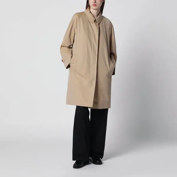 Burberry Cotton Coat With Check Detail