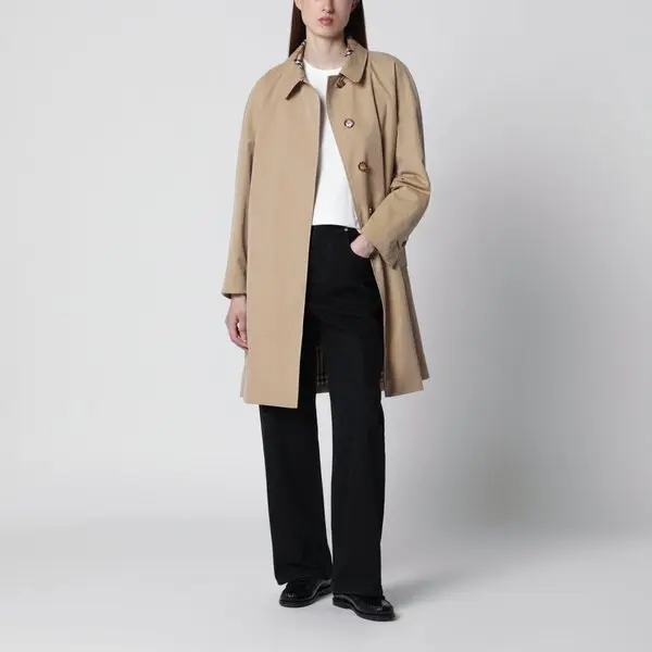 Burberry Cotton Coat With Check Detail