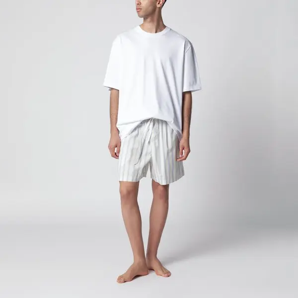 TEKLA Organic Cotton Striped Pajama Shorts
