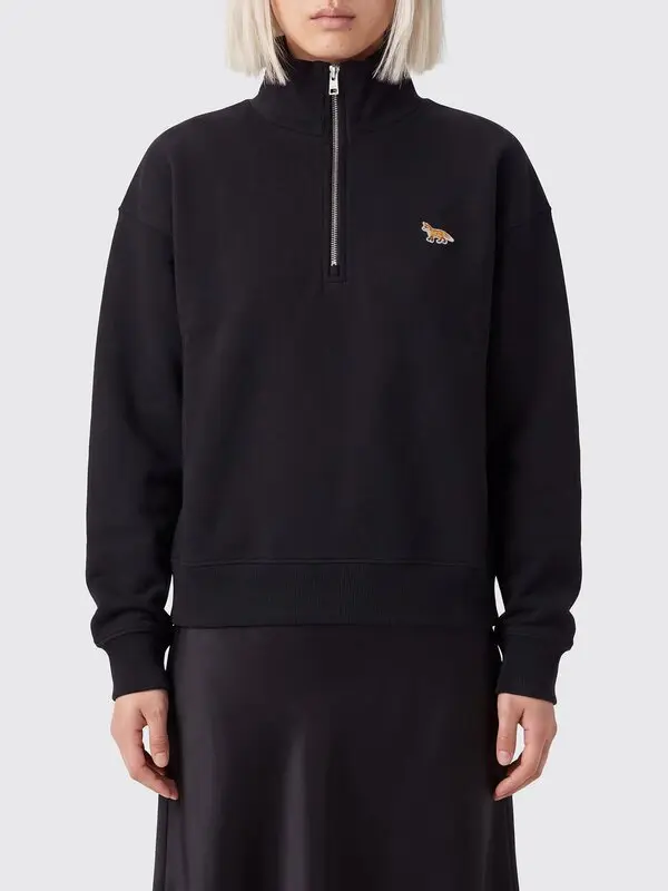 Maison Kitsuné Cotton Sweatshirt With Logo - Black