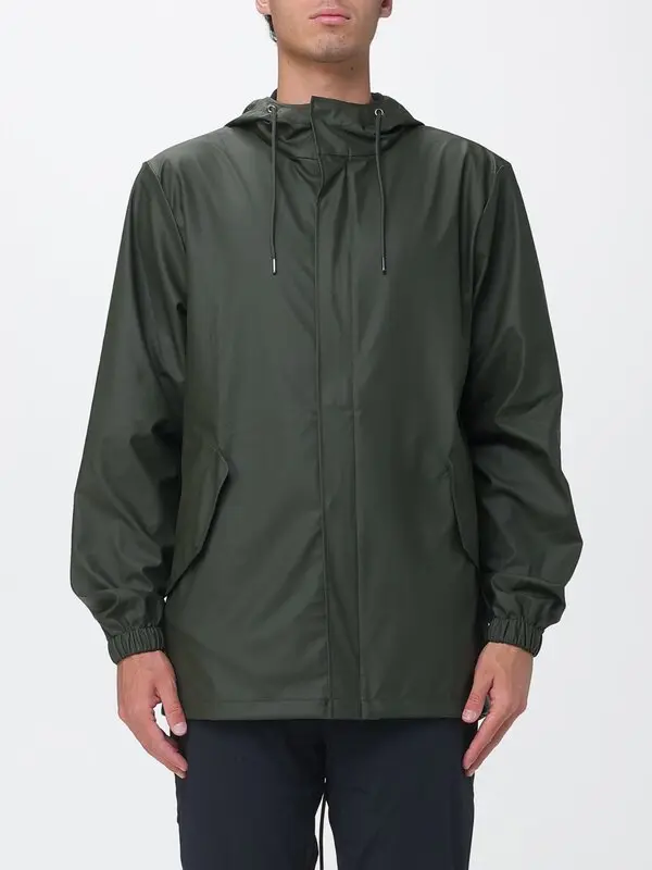 Rains Hooded Raincoat In Polyester - Green