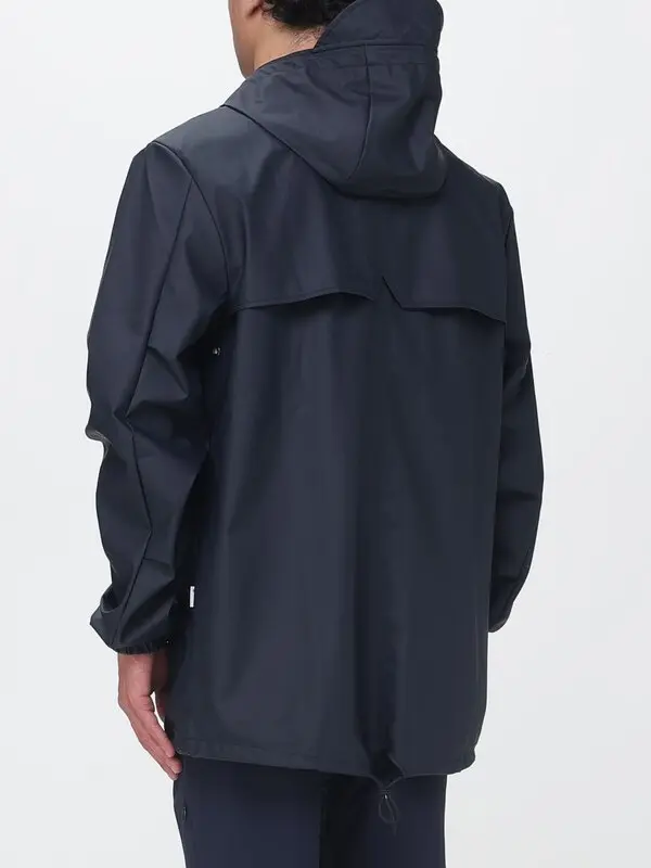 Rains Hooded Raincoat In Polyester - Navy