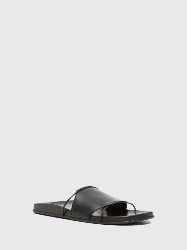 THE ROW Vivienne Leather Sliders - Black