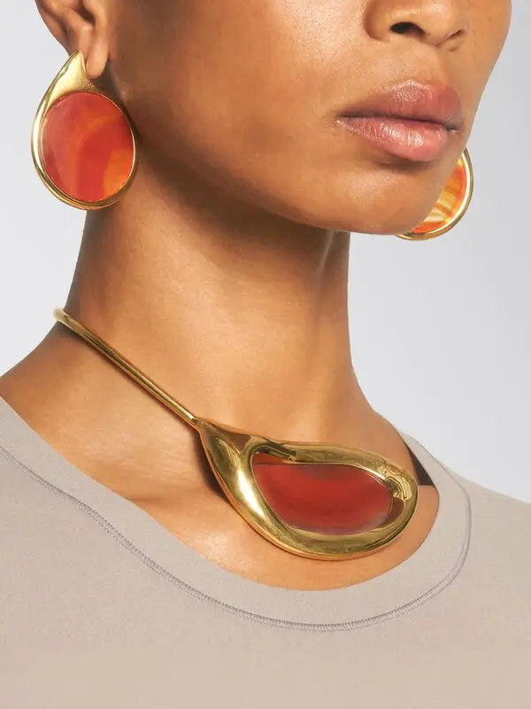 PANCONESI 18kt Gold Plated Brass And Agate Necklace