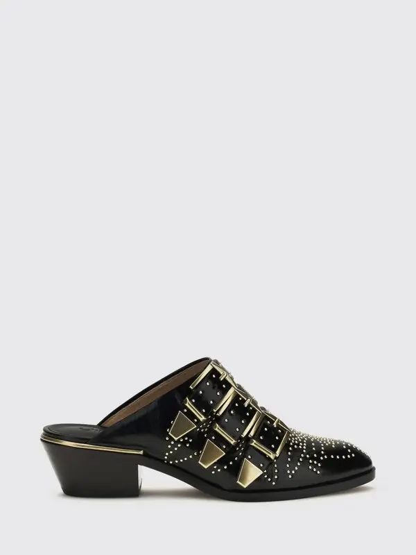 Chloé Studded Buckled Mules