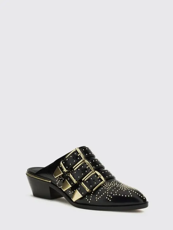 Chloé Studded Buckled Mules