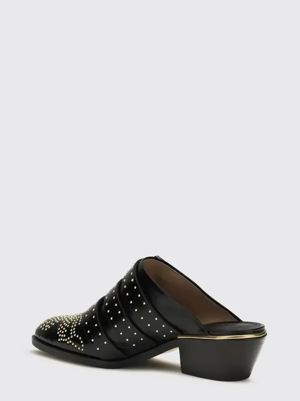 Chloé Studded Buckled Mules