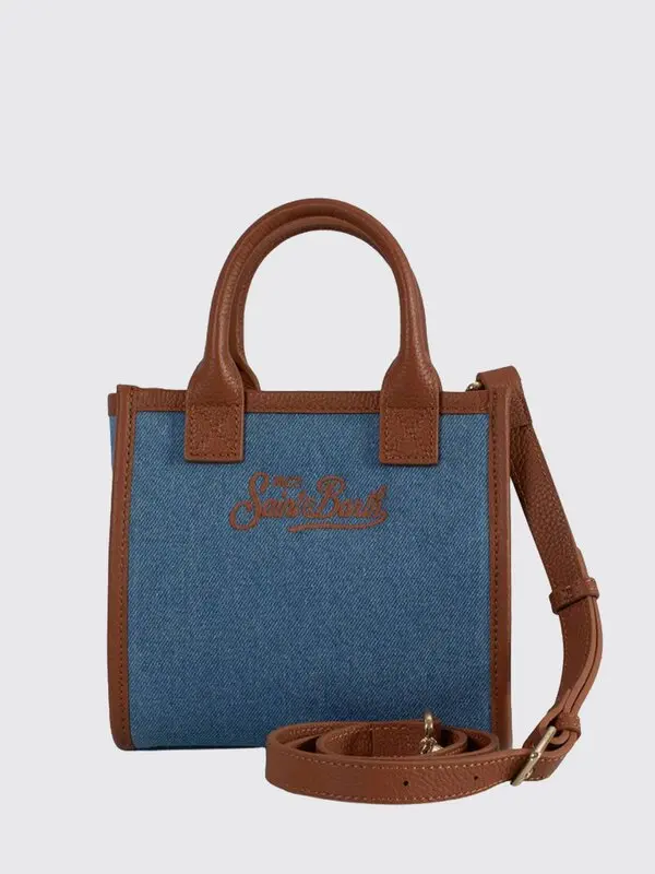 MC2 SAINT BARTH Embroidered Logo Cotton Twill Vanity Bag - Denim