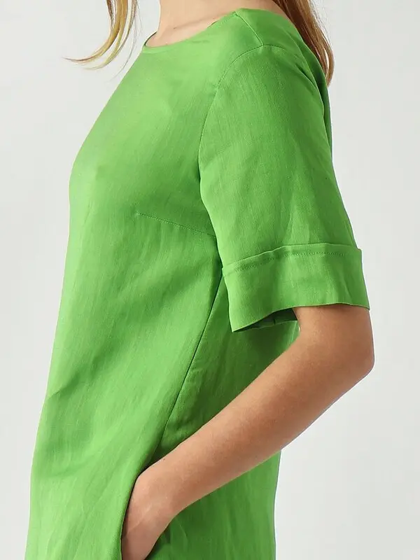 Malìparmi Linen Blend Midi Dress - Green
