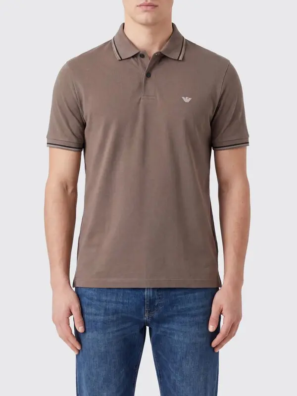 Emporio Armani Cotton Polo Shirt With Logo - Grey