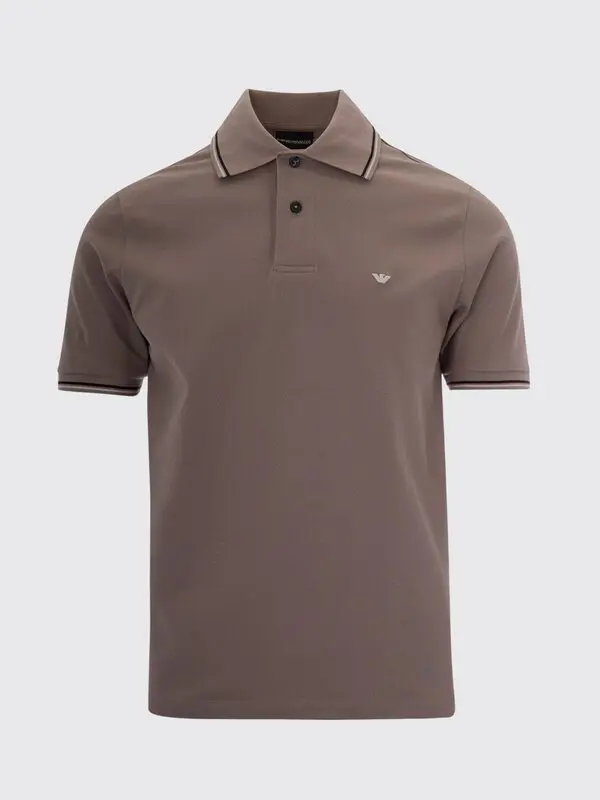 Emporio Armani Cotton Polo Shirt With Logo - Grey