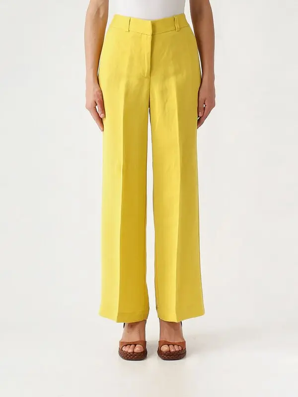 Malìparmi Linen Blend Palazzo Trousers - Yellow