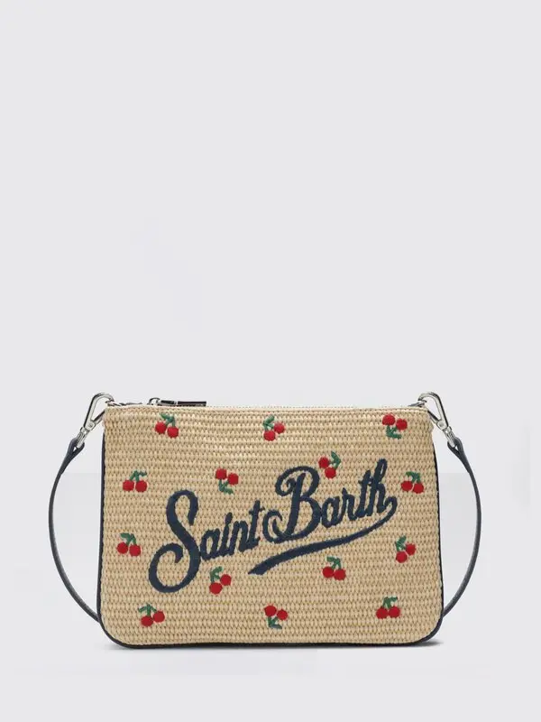 MC2 SAINT BARTH Woven Mini Bag With Floral Embellishment - Red