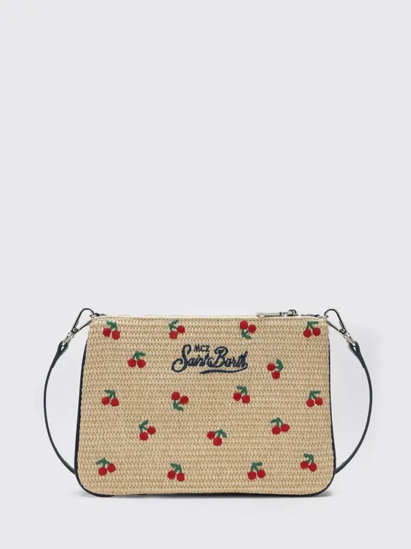 MC2 SAINT BARTH Woven Mini Bag With Floral Embellishment - Red