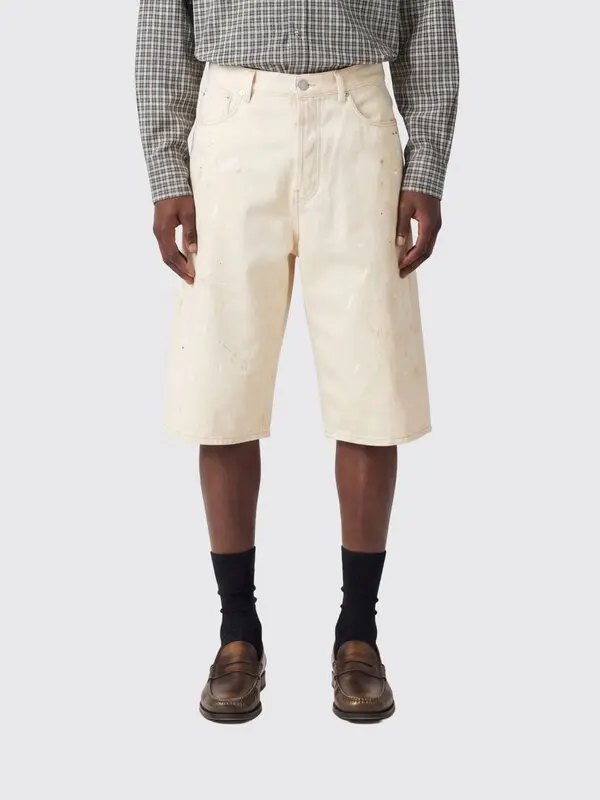 Acne Studios Cream Distressed Denim Shorts