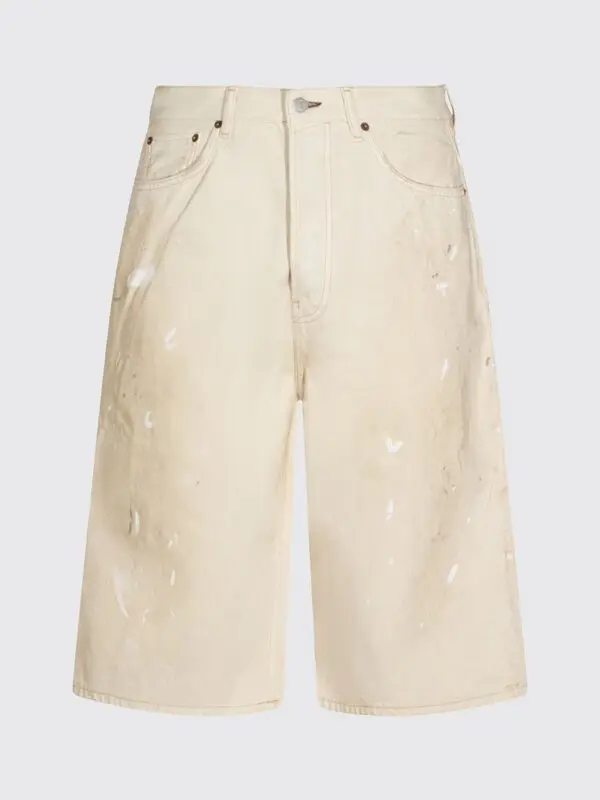 Acne Studios Cream Distressed Denim Shorts