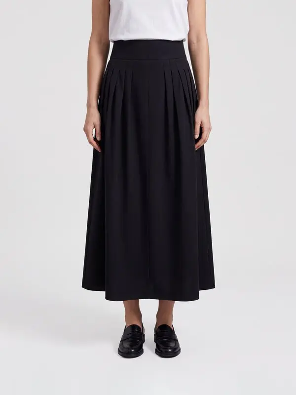 Studio Nicholson Pleated Cotton Midi Skirt - Black
