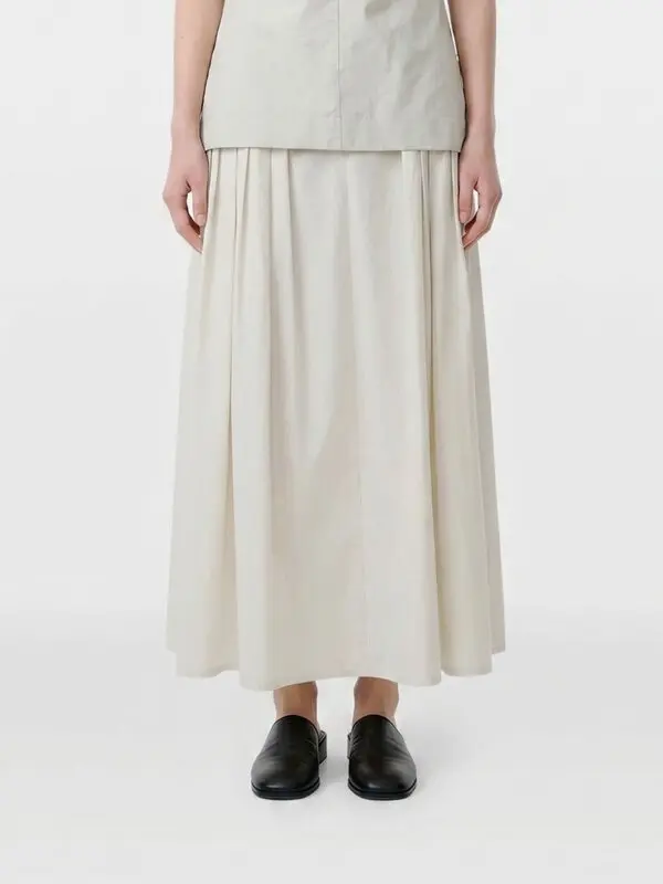 Studio Nicholson Pleated Cotton Midi Skirt - Ivory