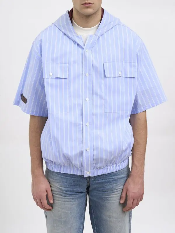 PDF Striped Cotton Hooded Shirt