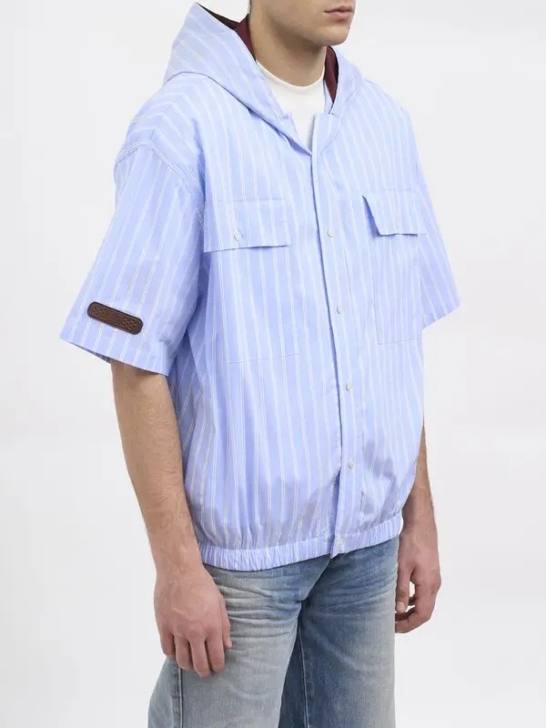 PDF Striped Cotton Hooded Shirt