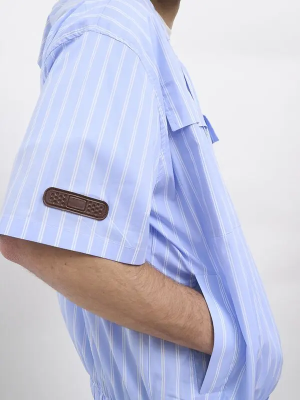 PDF Striped Cotton Hooded Shirt
