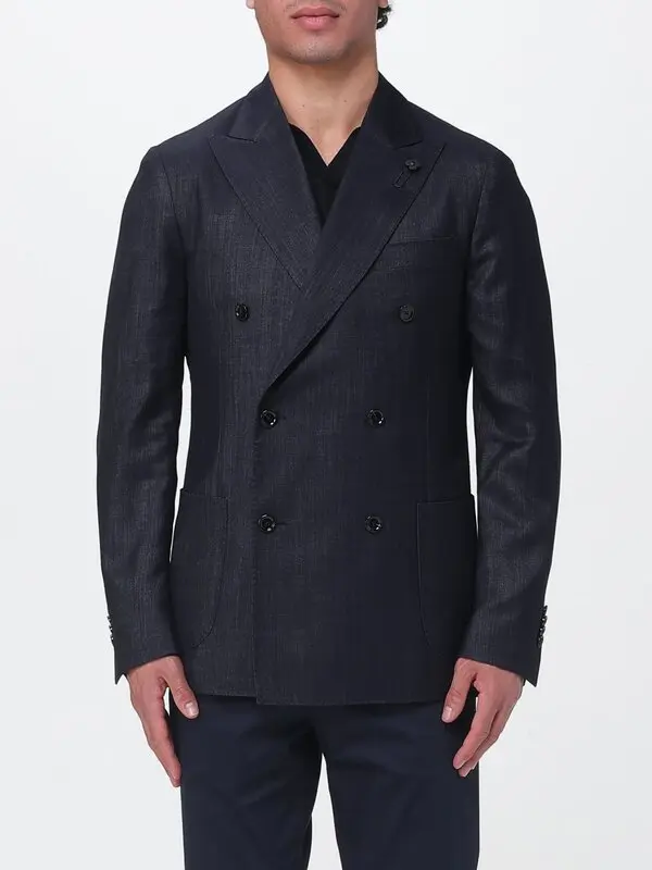 LARDINI Double Breasted Jacket - Blue
