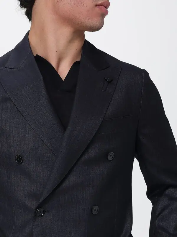 LARDINI Double Breasted Jacket - Blue